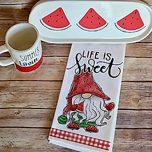 Seliem Spring Bee Kind Bee Happy Gnome Kitchen Dish Towel Set of 2, Sunflower Honey Hand Towel Inspirational Quote Drying Baking Cooking Cloth, Summer Seasonal Kitchen Decor 18x26 Inches