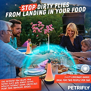 Fly Fans for Tables + Anti Bug Light & Touch Control 2pk- Fly Spinner Fly Fan for Outdoor Table - Food Fans to Keep Flies Away - Fly Repellent Fan,Table Fans for Flies,Bug Fans for Food Table,Fly Fan