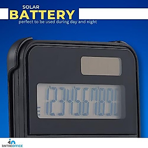 1InTheOffice 10 Digit Pocket Calculator, Office Calculator, Dual Powered Handheld Calculator, Solar and Battery, Black, 1 Pack