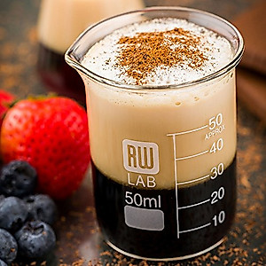 Restaurantware RW Lab 50 ML Glass Beakers 10 Dishwasher Safe Cocktail Mixing Glasses - Chemistry-Inspired Scratch Resistant Clear Glass Cocktail Beakers For Cocktails Appetizers Desserts