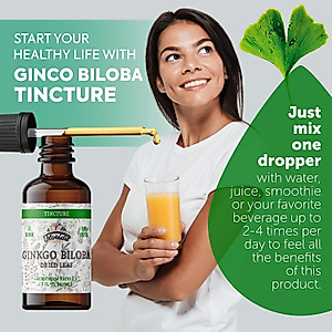 Ginkgo Biloba Tincture Organic Ginkgo Biloba Extract (Ginkgo Biloba) Dried Leaf Herbal Supplement 2 oz