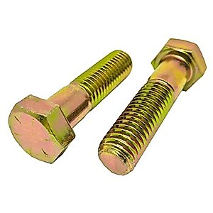 Newport Fasteners 3/8 inch x 5-1/4 inch Hex Cap Screw Grade 8 Zinc Yellow Plated Steel (Quantity: 50 pcs) 3/8-16 x 5 1/4 Hex Bolt/Coarse Thread/Partially Threaded 1 inches of Thread
