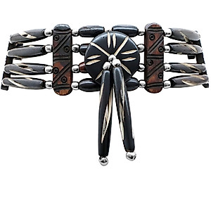 outROAR Gear American Indian Style Bone Choker Necklace, 4 Row Slotted Mocha Traditional Hairpipe Beads, Unisex Adjustable