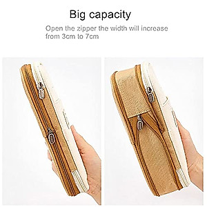 JIAXIAO Canvas Pencil Box,School Travel Bags Pen Bag Fold Pencil Bag for Student Classic Pocket Cosmetic Bag Pencil Case Pens Holder(Bright Yellow)