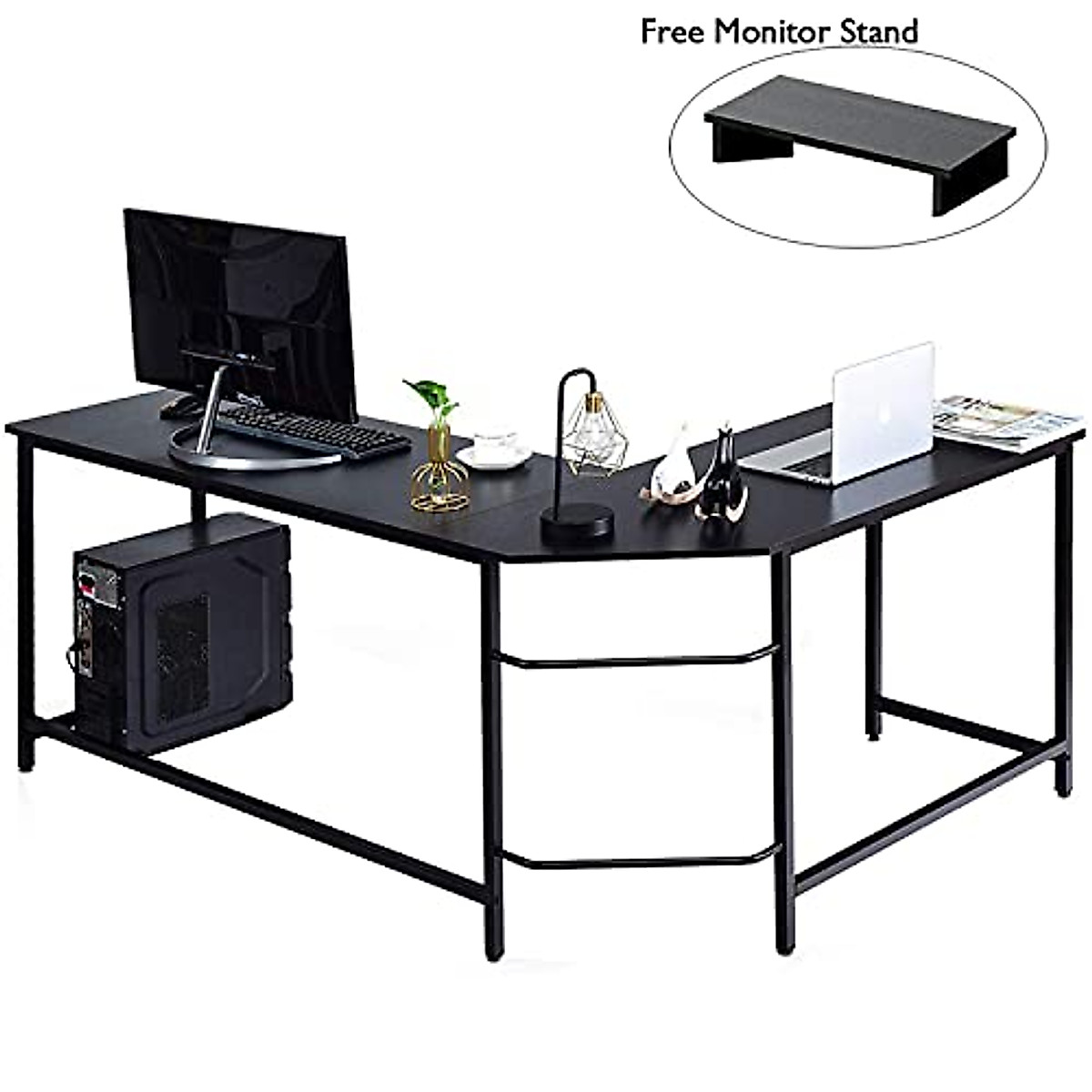 Umekesa L Shaped Desk Black Corner Computer Desk for Home Office Gaming L Desk Study Writing Table PC Laptop Workstation, Modern Design L Desk