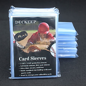 DECKEEP 2000 Count Ultra Clear Card Sleeves, 2 5/8"× 3 5/8" Card Sleeves, 67×94mm Soft Protective Sleeves for Baseball Cards, Sports Cards and Collectible Trading Cards