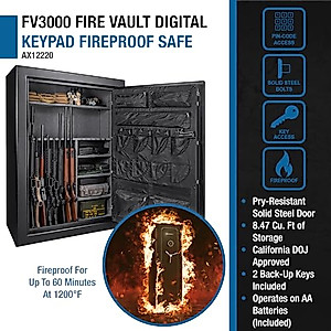 BARSKA Digital Keypad Fireproof Security Long Gun Safe Vault with Lock Out Mode, Silent Mode, Safe Alarm, Low Battery Warning - 19.97 Cu Ft