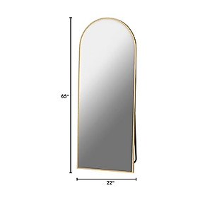 FVANF Arched Full Length Floor Mirror Standing Hanging or Leaning Against Wall, for Bedroom, Wall-Mounted Mirror with Aluminum Alloy Frame, 65"x22" (Gold)