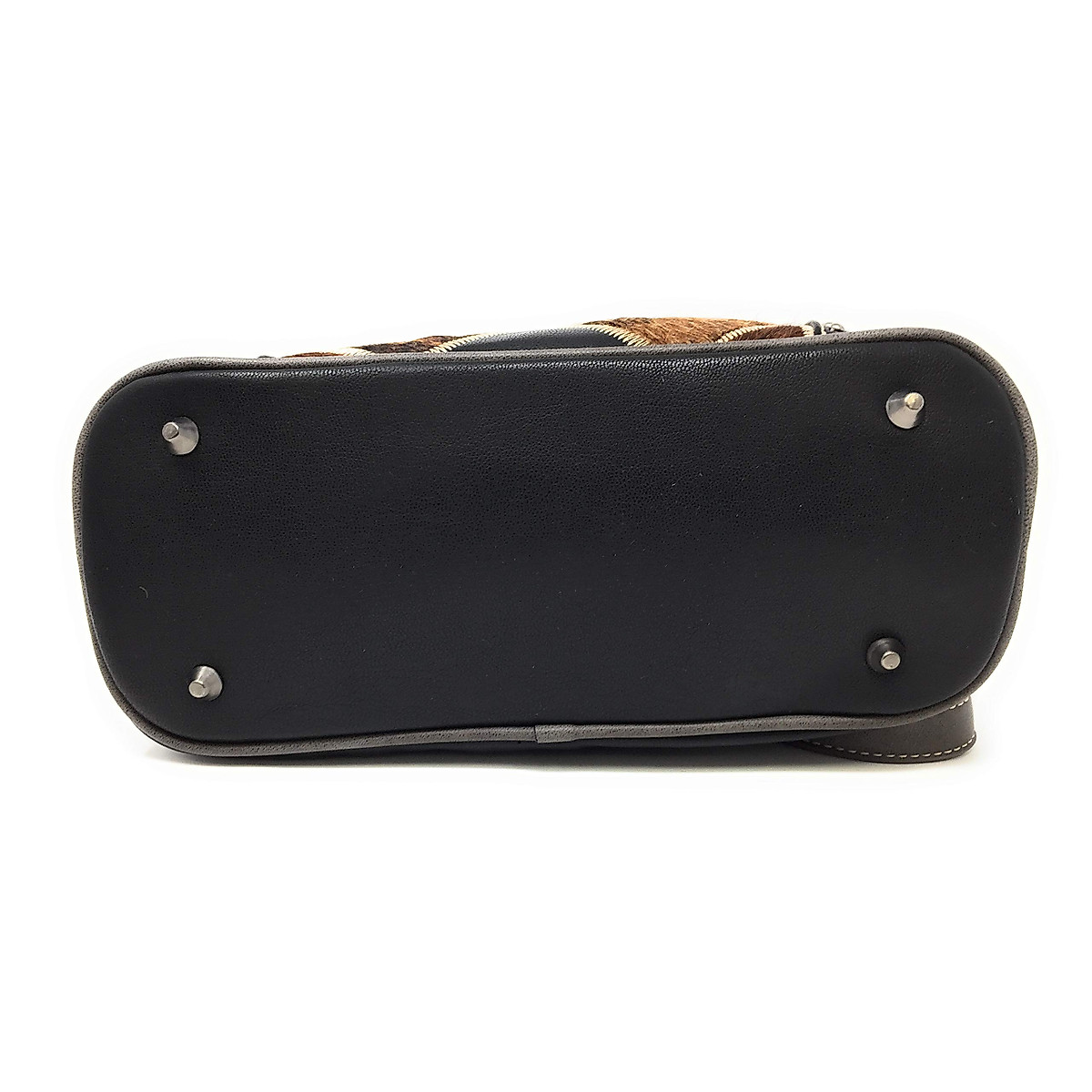 Concealed Carry Hobo Double Flat Strap Purse Southwest Cowhide & Matching Wallet (Black)