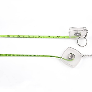 WIN TAPE 6FT 2M Mini Steel Tape Measure Transparent Plastic Shell with Keychain Functional Mini Retractable Measuring Tape Keychain