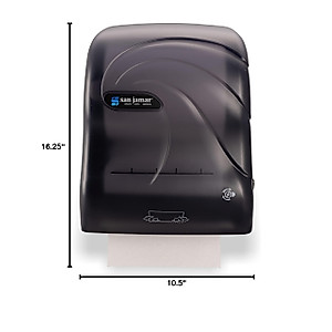 San Jamar Oceans Mechanical Towel Dispenser with Wall Mount for Public Restrooms, No Batteries Required, Translucent Black Impact-Resistant lastic