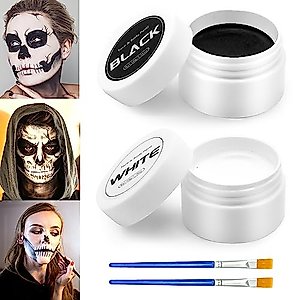 Black White Face Painting Kit: Halloween Body Makeup Special Effects Set for Adult - Professional SFX Makeup Clown Zombie Vampire Skeleton Cosplay