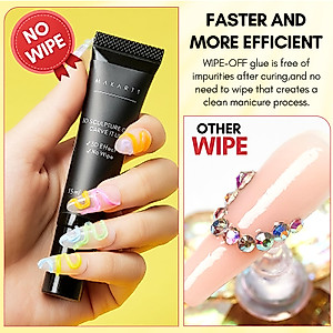 Makartt 3D Gel Nail Art Sculpting Gel Nail Glue 15g No Wipe Clear Gel Polish for Nail Designs and DIY Nail Art - for Drawing, Molding, Sculpture and Decoration