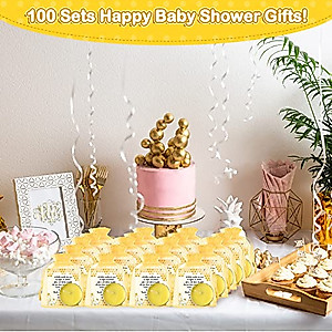 100 Sets Bee Theme Baby Shower Tealight Candles Unscented Yellow Candles Gender Neutral Gift Candles Bee Baby Shower Cards and Organza Bags for Guests Friends Baby Shower Gender Reveal Party Favors