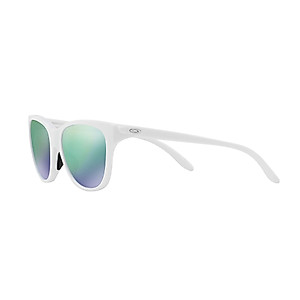 Oakley Women's OO9357 Hold Out Cateye Sunglasses, Polished White/Jade Iridium, 55 mm