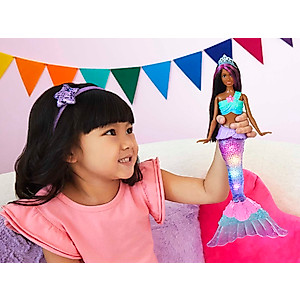 Barbie Dreamtopia Doll, Mermaid Toy with Water-Activated Light-Up Tail, Purple-Streaked Hair & 4 Colorful Light Shows