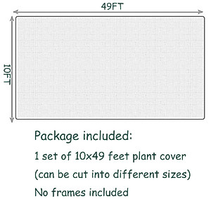 BGTOOL Garden Fabric Plant Cover Freeze Protection, Floating Row Cover 10ft×49ft Reusable Rectangle Frost Protection for Crop, Blanket for Vegetables & Plants for Preventing Cold Weather and Animal