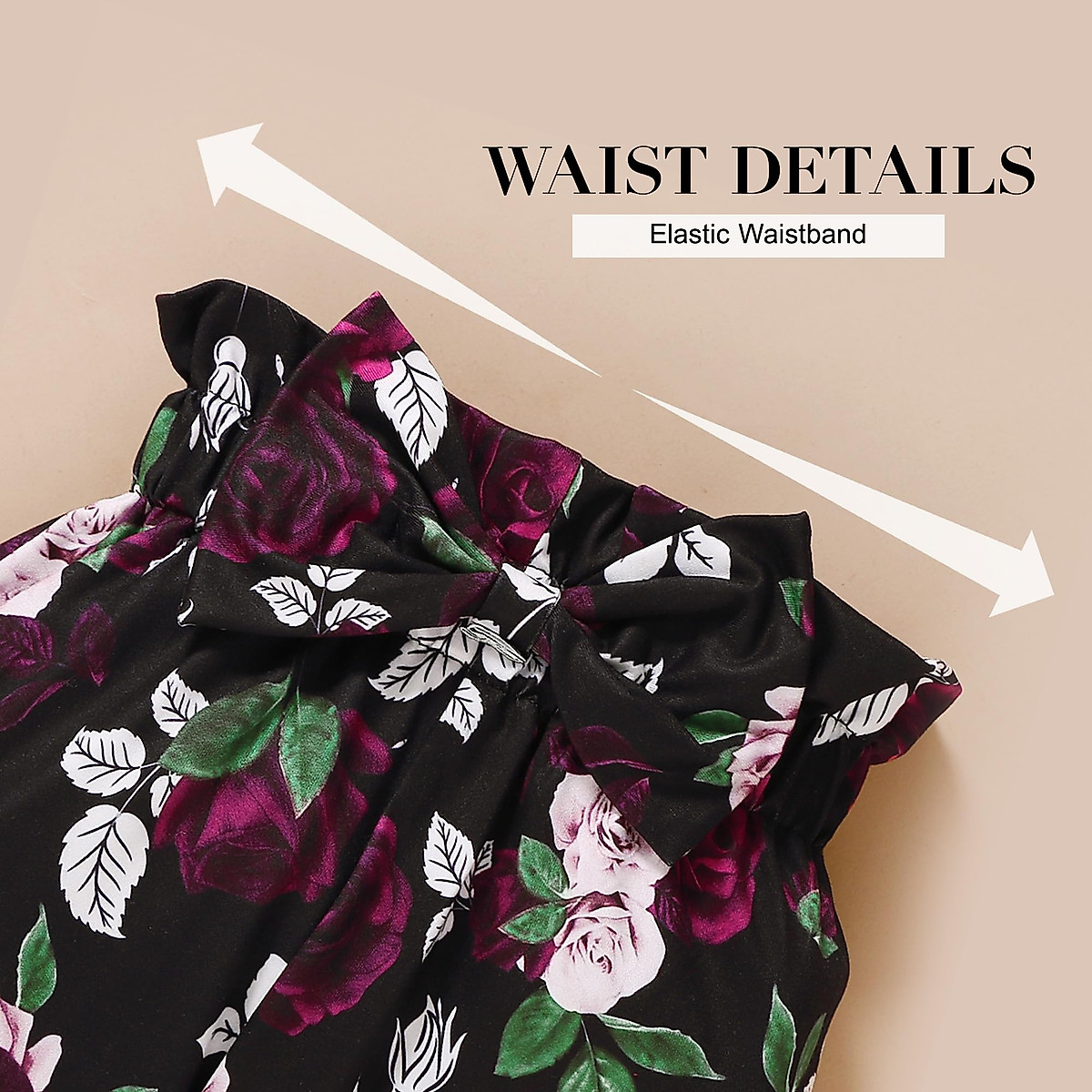 SANMIO 24 Month Girl Clothes Baby Girl Outfits Solid Color Ruffle Top+ Floral Pant + Headband 3Pcs Toddler Baby Girl Fall Outfits Set