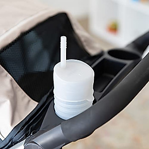 Bumkins Baby and Toddler Cups, Sippy Cup with Straw, Spill Proof, Transition Cup for Babies Ages 1 Year Up, Sip from Lid, Straw or Cup, Platinum Silicone, Holds 7oz