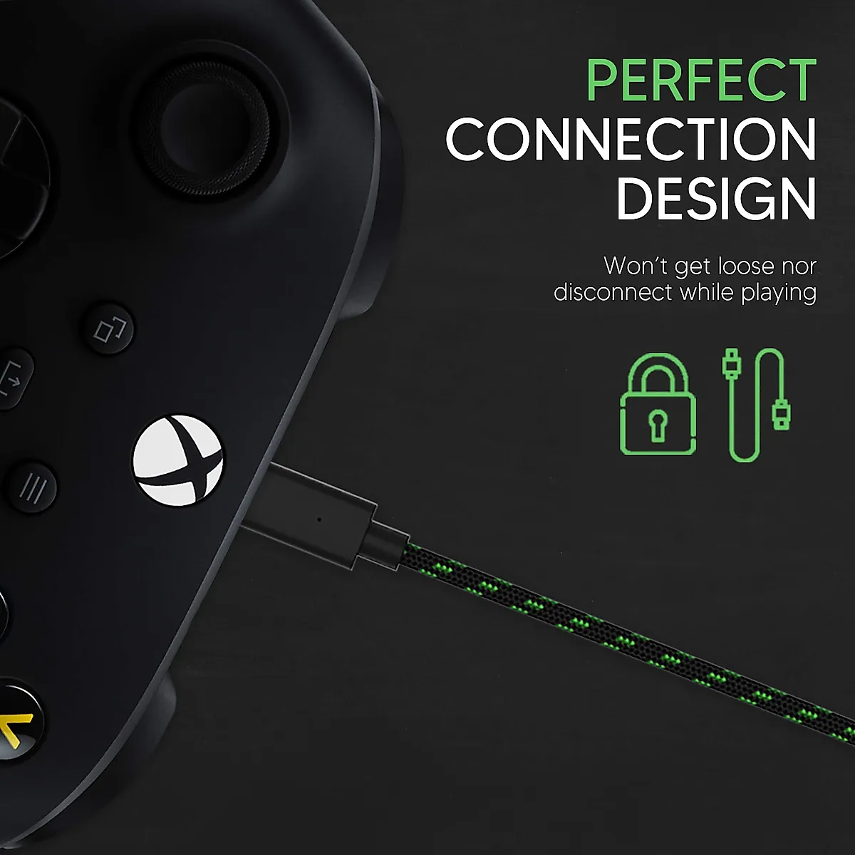 TALK WORKS Dual Xbox Controller Charger Cord for Series X, Series S - 10' Nylon Braided USB C Charging Cable, Charges 2 Controls/Devices at Once