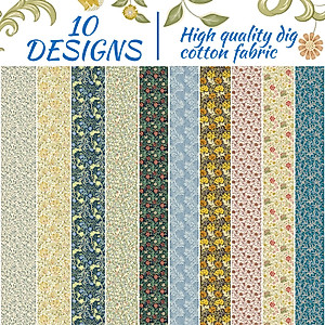 50Pcs William Morris Floral Jelly Fabric Strips Roll for Quilting Crafting Spring Summer Floral Precut Patchwork for Sewing DIY Crafts 2.55 Inch Polyester Fabric Bundles