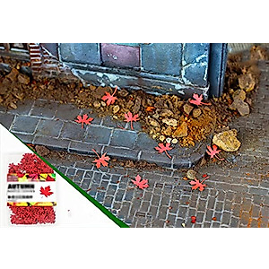2 Box Miniature Leaves Simulation Leaves Maple Leaves Model for DIY Mini Model Railway Fairy Garden Architecture Diorama Scenery Landscape Layout (Red)