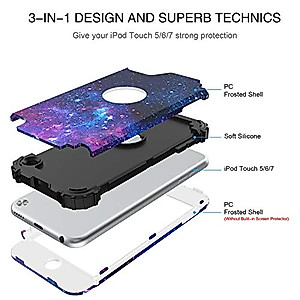 BENTOBEN iPod Touch 7th Generation Case, iPod Touch 6th/5th Case, 3 in 1 Hybrid Hard PC Soft Rubber Heavy Duty Rugged Bumper Shockproof Phone Cover for iPod Touch 7th/6th/5th Generation, Purple