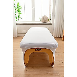 KULLAMEE 2pcs White Lash Bed Cover Fitted for 6FT Lash Table or Massage Bed Lash Extension Bed Spandex Bed Cover (White/Cream 2)