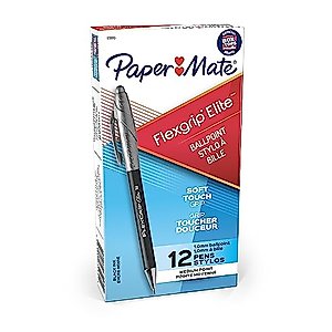 Paper Mate 85580 Flexgrip Elite Retractable Ballpoint Pens, Medium Point, Black, 12-Count