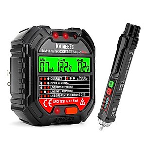 KAIWEETS Non-Contact Voltage Tester with Dual Range AC 12V-1000V & GFCI Tester