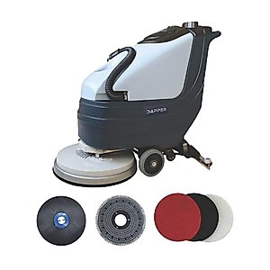 Battery Powered Walk Behind Floor Scrubber Buffer Polisher Machine, 19" Brush, 30" Squeegee Width, 13.5 gal Tank, Brush Speed 220 RPM, Includes a Brush and 3 Scouring pads for Hard Floors