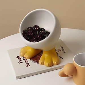 Relexome Easter Cute Duck Candy Servers Bowl Foot Key Bowl Animal Candy Dish Decorative Bowl for Entryway Table Office Home Decor, Small Pedestal Ceramic Fruit Bowl,Cookie Snack Footed Key Tray,7 Inch