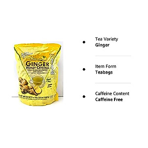Prince of Peace Instant Ginger Honey Crystals with Lemon, 60 Sachets – Instant Hot or Cold Beverage – Easy to Brew – Drink Like a Tea – Caffeine and Gluten Free – Real Ginger