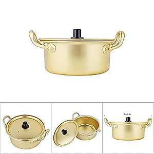 Ramen Pot, Ramen Noodle Pot, Korean Yellow Aluminum Stockpot Instant Noodles Pot for Home Kitchen Use(16cm)