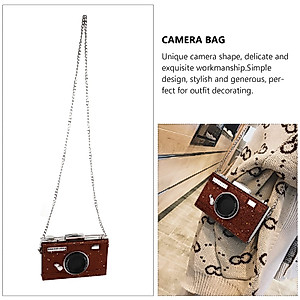 TENDYCOCO Camera Shaped Crossbody Bag Wide Shoulder Bag Square Bag Camera Bling Purse Unique Design for Daily Storage