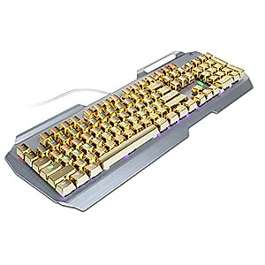 HUO JI Double Shot Keycap Set -104 Translucent Backlit Key Cap, Golden Metal Color for All Mechanical Keyboards with Key Puller
