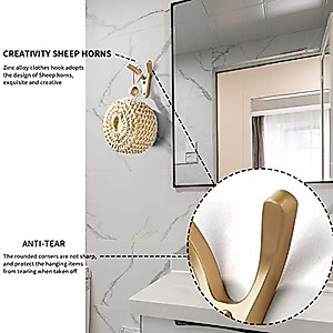 SORWDUERM Wall Mounted Gold Creativity Sheep Horns Coat Hook ,Heavy Duty, zinc Alloy,for Coat ,Hat, Scarf, Bag, Towel, Key, Cap, Cup,Robes Mudroom ,Bathroom ,1 Pack