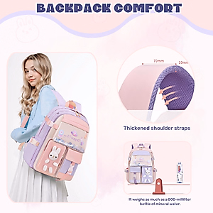 LANSHIYA Kawaii Backpack for School Girls Bunny Backpack Kids Casual Bookbag Cute Outdoor Daypack