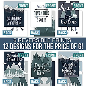 6 Reversible 8x10 Adventure Awaits Wall Decor Prints, Adventure Awaits Sign, Mountain Nursery Decor, Adventure Baby Shower Decorations, Adventure Awaits Baby Shower, Mountain Baby Shower Decorations