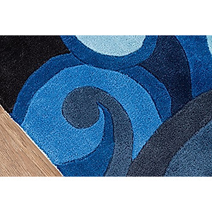 Momeni Rugs Lil' Mo Hipster Collection, Kids Themed Hand Carved & Tufted Area Rug, 8' x 10', Surf Blue