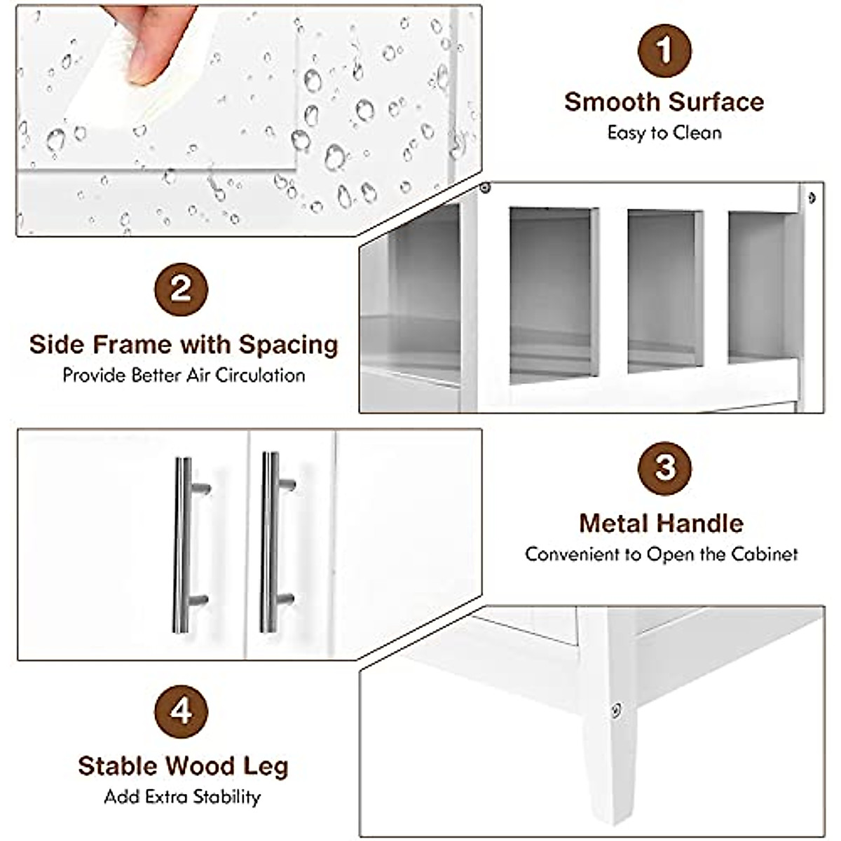 Goplus Sideboard Buffet Cabinet, White