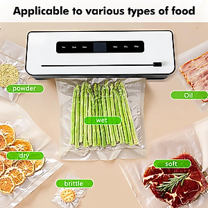 Krmqis Food Saver Vacuum Sealer Machine (Vacuum Sealer + Sealer Bags 8" x 12"+Vacuum hose) Vacuum Sealer for Food with Cutter Can Vacuum Dry, Wet, Crunchy and Soft Foods Vacuums Bags, Jars and Lids