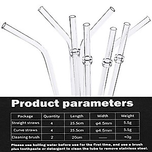 ZYTC Reusable Drinking Straws,Long Clear Plastic Straws for 20 OZ & 30 OZ Yeti,Ozark Trail Tumblers,Set of 8 with Cleaning Brushes (Plastic Drinking straws-8pcs+2)