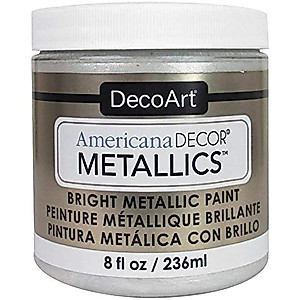 DecoArt Americana Decor Metallics Pearl Paint - 8oz Metallic Pearl White Acrylic Paint - Water Based Multi Surface Paint for Arts and Crafts, Home Decor, Wall Decor, Gilding Paint & Furniture + E-book