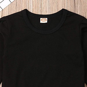 Infant Baby Girl Fall Winter Clothes Outfit Toddler Girl Long Sleeve Ruffle T-Shirt Tops Sweatsuit Pants 2Pcs Sleepwear Pajamas Set (Black, 2-3T)