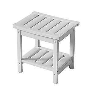 Zoopolyn HDPE Shower Bench Seat Waterproof Poly Shower Stool Chair for Inside Shower with Storage Shelf for Bathroom Indoor Outdoor Use White