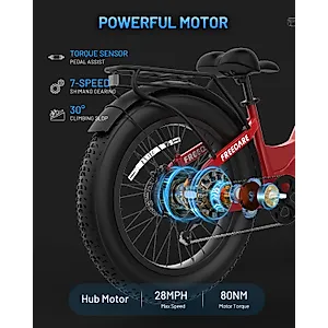 FD FREEDARE Eden Electric Bike Adults GPS Smart App Control 750W Motor 48V 20Ah Battery Fat Tire Ebike,Torque Sensor Electric Bicycle,90Miles Range,28MPH Max Speed UL Certificate