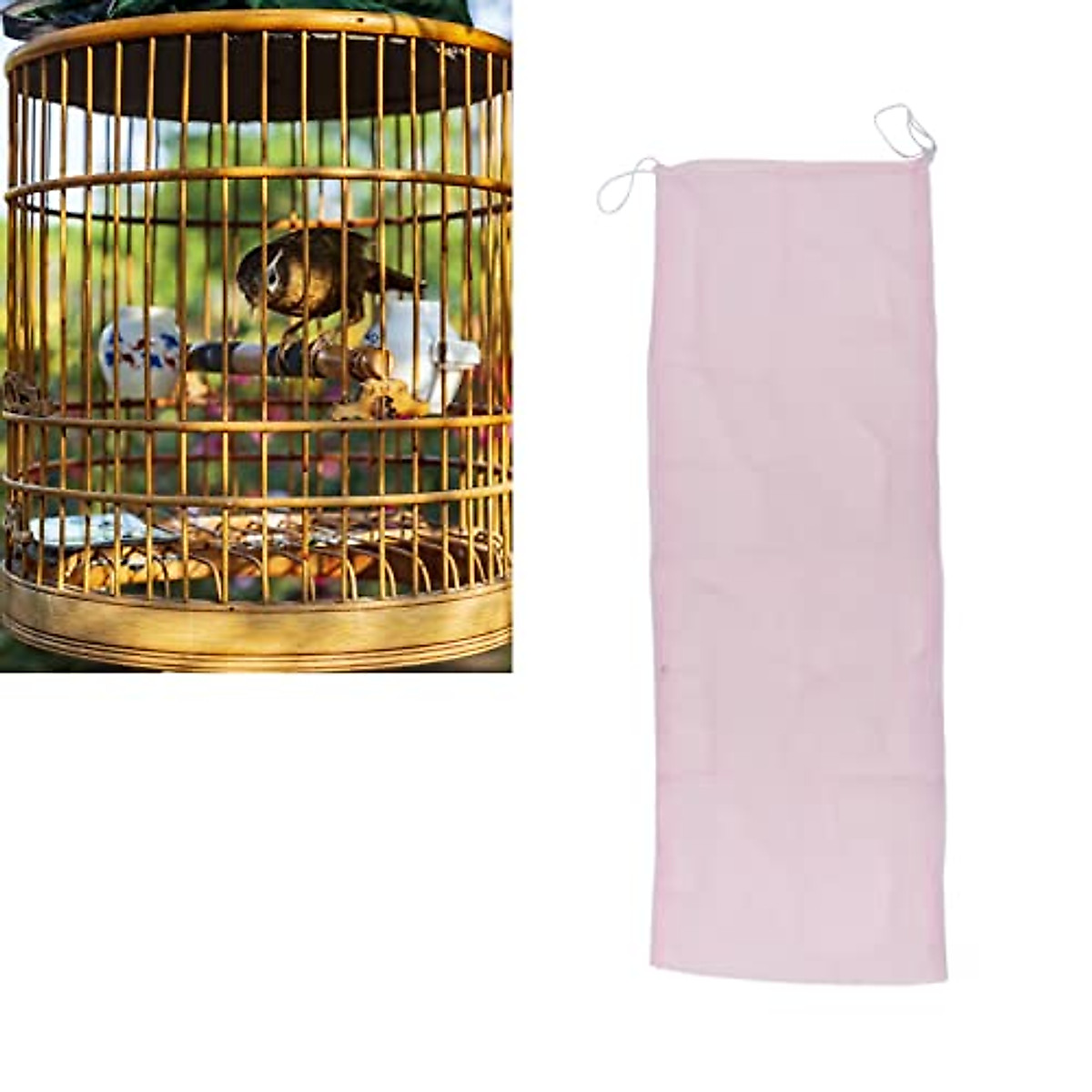EVTSCAN Birdcage Nylon Mesh Net Adjustable Dustproof Seed Catcher Guard Net Cover for Parrots Parakeet Macaw Cage(Pink)