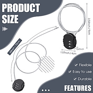 6 Pieces Cable Locks Combination Locks Cable Luggage Locks 3 Digit Thin Combo Padlock Waterproof Travel Padlock for Travel Gym Bike Backpack Cabinet 30 Inch, 5.31 Inch Wire Rope