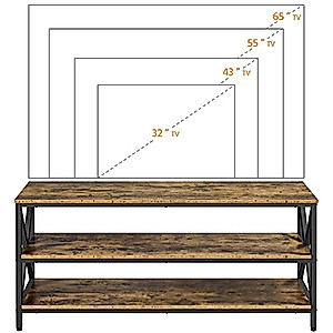 Yaheetech Industrial TV Stand for TV up to 65 inch, 55" TV Cabinet with 3 Tier Storage Shelves for Living Room, Entertainment Center TV Console Table with Metal Frame, Rustic Brown